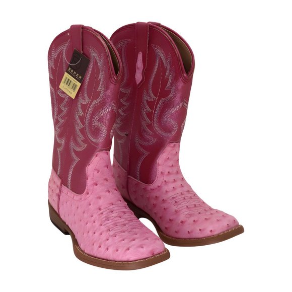 Roper | Shoes | Roper Kids Girls Bumps Faux Ostrich Square Toe Casual ...